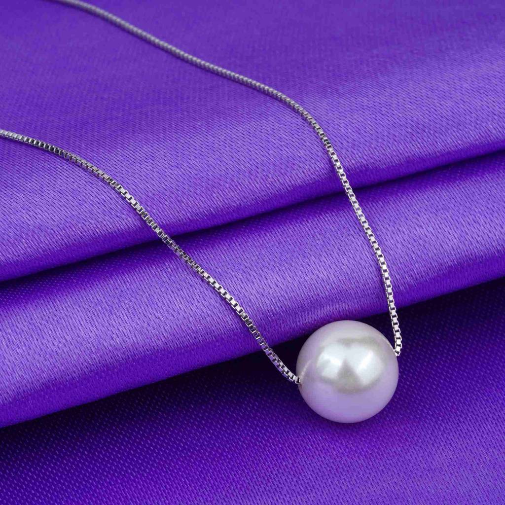 Silver White Pearl Moon Necklace | Silver White Pearl Moon Necklace ...