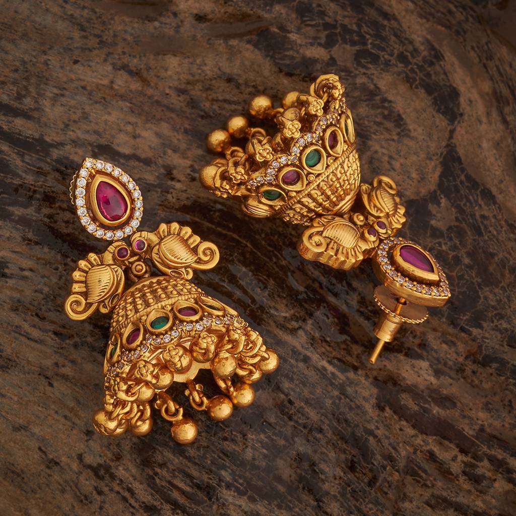 Kushal'S Fashion Jewellery Ruby-Green Gold-Plated Ethnic Antique ...
