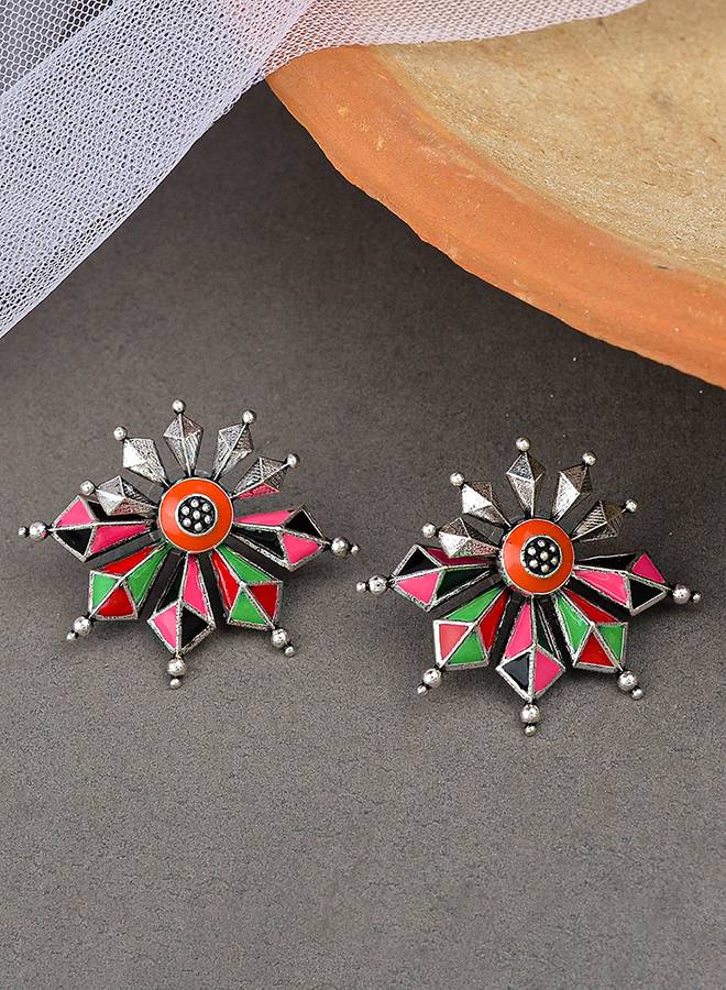 Folklore Coloured Enamel Edgy Earrings | Folklore Coloured Enamel Edgy ...