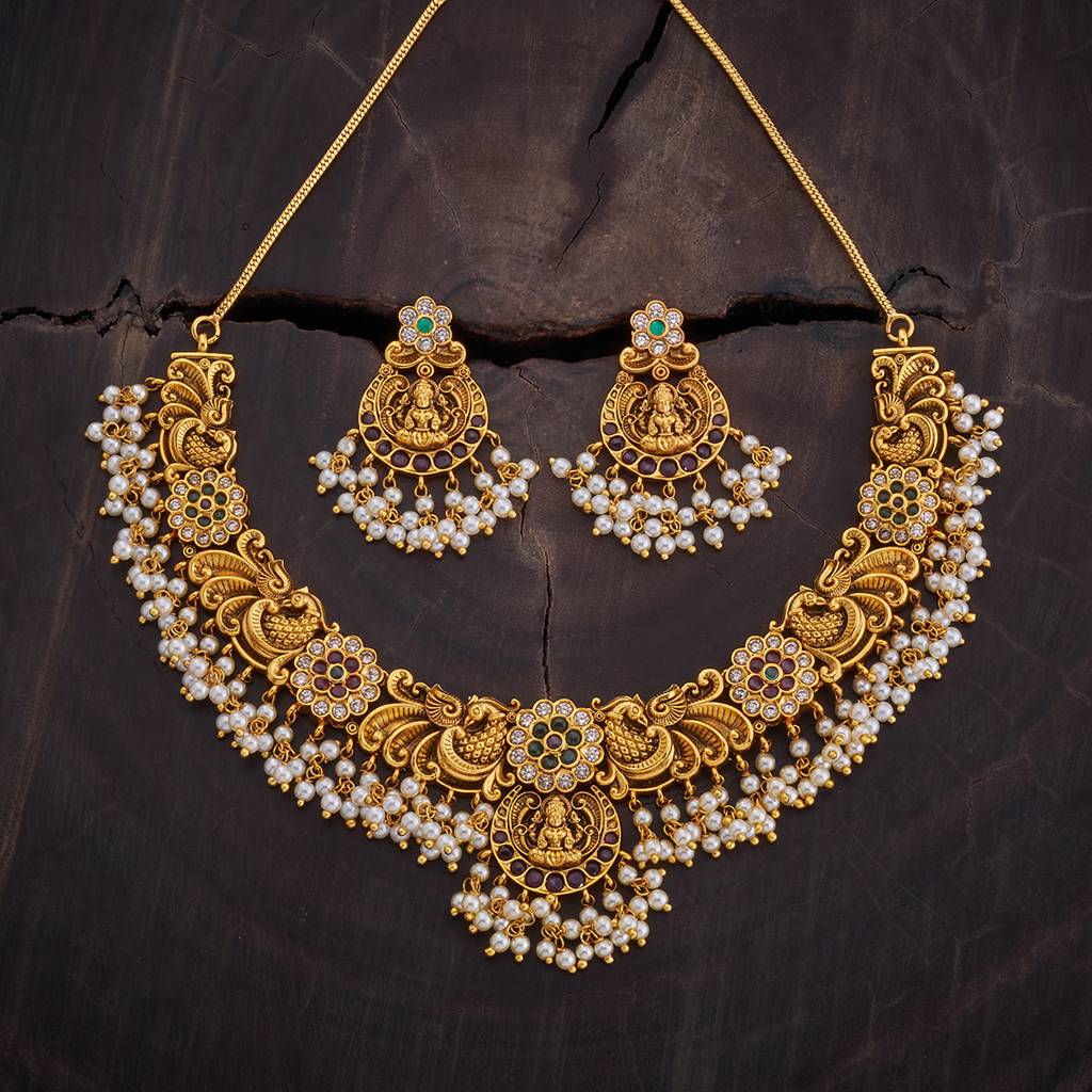 Kushal'S Fashion Jewellery Ruby-Green Gold-Plated Ethnic Antique ...