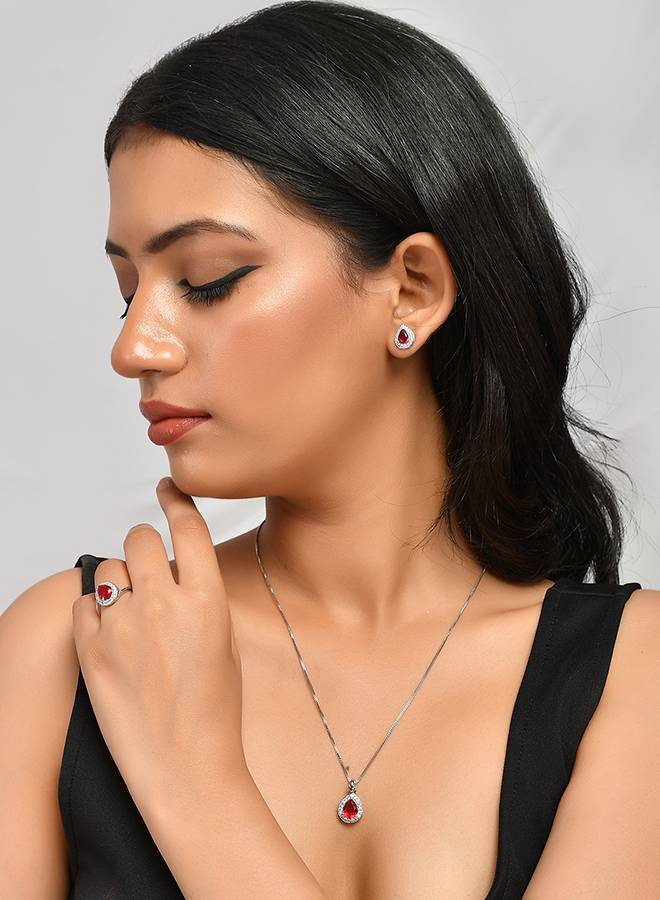 Sparkling Essentials Red Teardrop Cut Cz Box Set | Sparkling Essentials ...