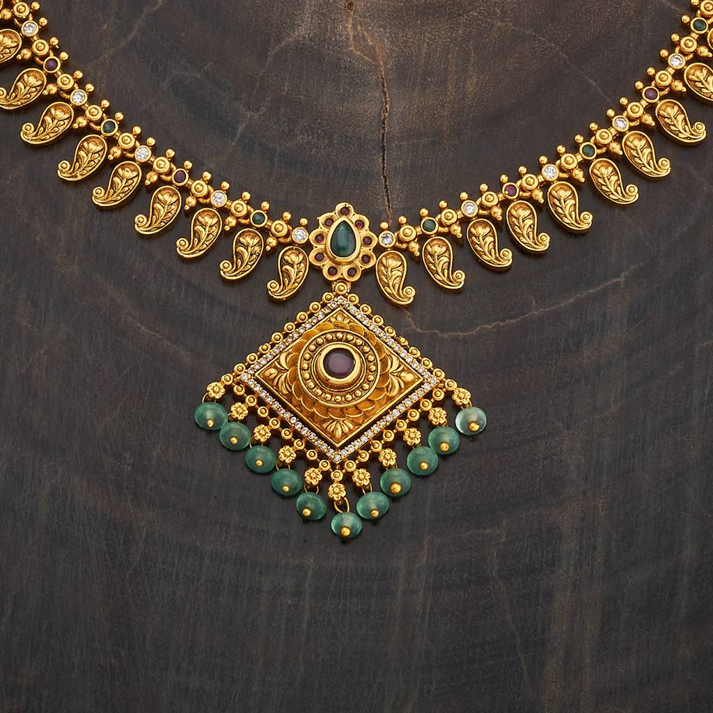 Kushal'S Fashion Jewellery Ruby-Green Gold-Plated Ethnic Antique ...