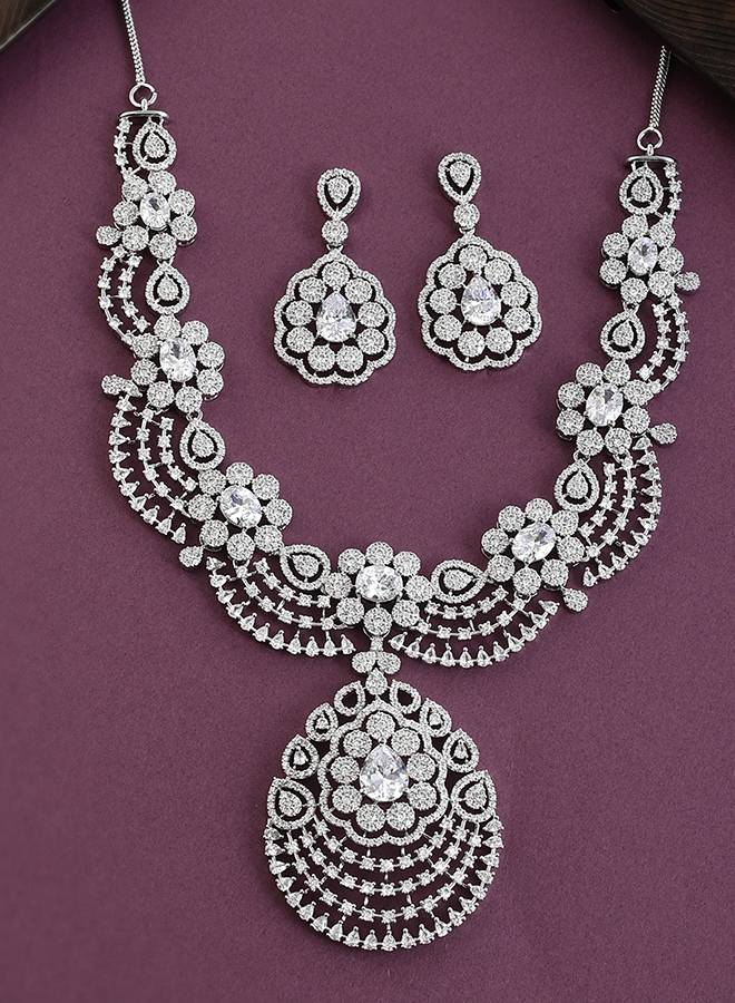 Cz Elegance Cluster Setting Heavily Embellished Jewellery Set | CZ ...