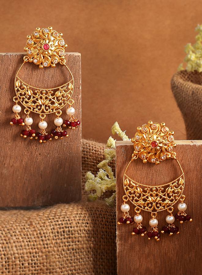 Abharan Jaali Pattern White Pearls Earrings | Abharan Jaali Pattern ...