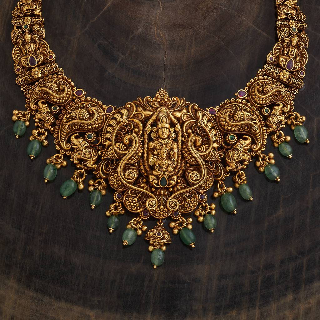 Kushal'S Fashion Jewellery Ruby-Green Gold-Plated Ethnic Antique ...