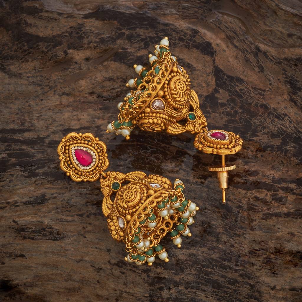 Kushal'S Fashion Jewellery Ruby-Green Gold-Plated Ethnic Antique ...
