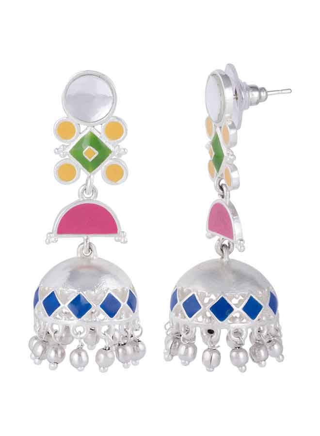 Silver Plated Danglers With Colorful Enameling | Silver Plated Danglers ...