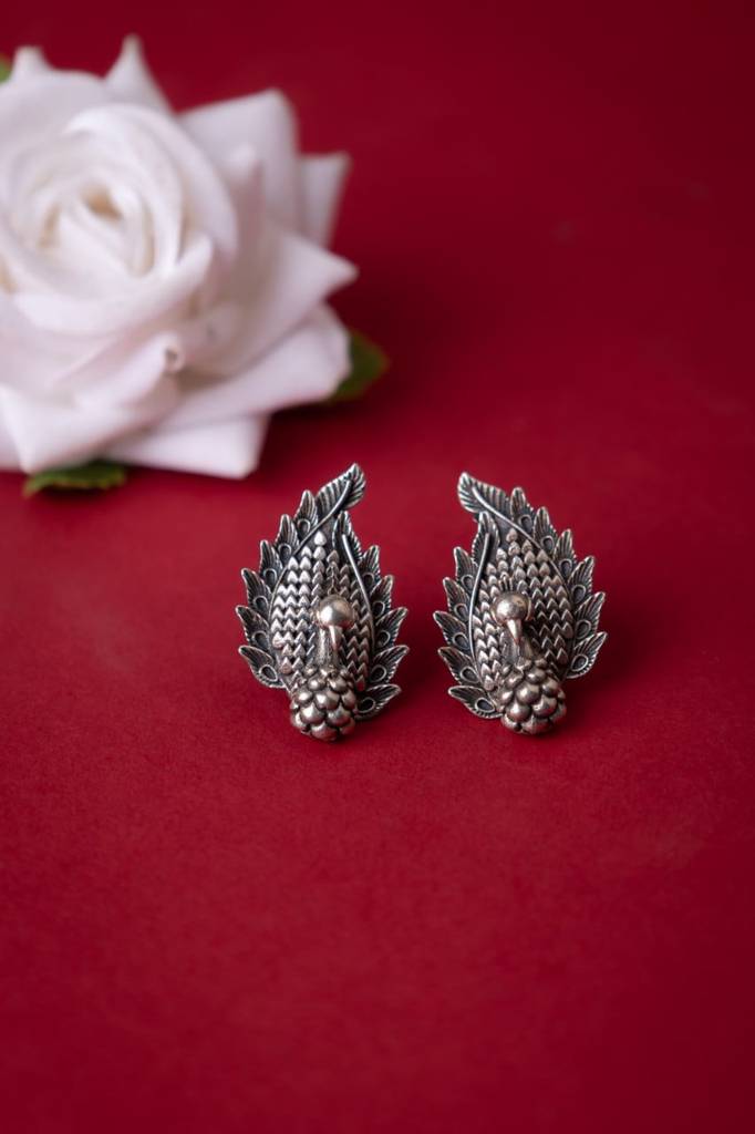 Moh Peacock Intricate Embossed Studs | Moh Peacock Intricate Embossed ...