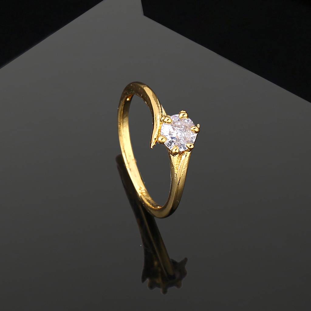Estele Gold Plated Cz Solitaire Finger Ring For Women | Estele Gold ...