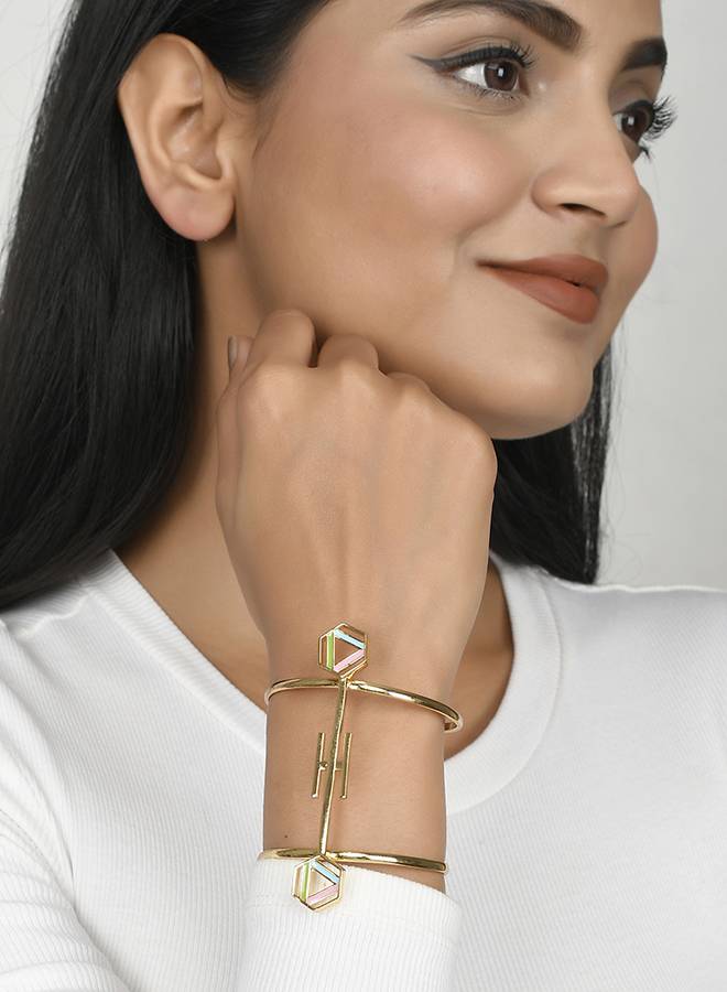 Benzene Hexagons Enamelled Cuff Bracelet | Benzene Hexagons Enamelled Cuff Bracelet · Eternz