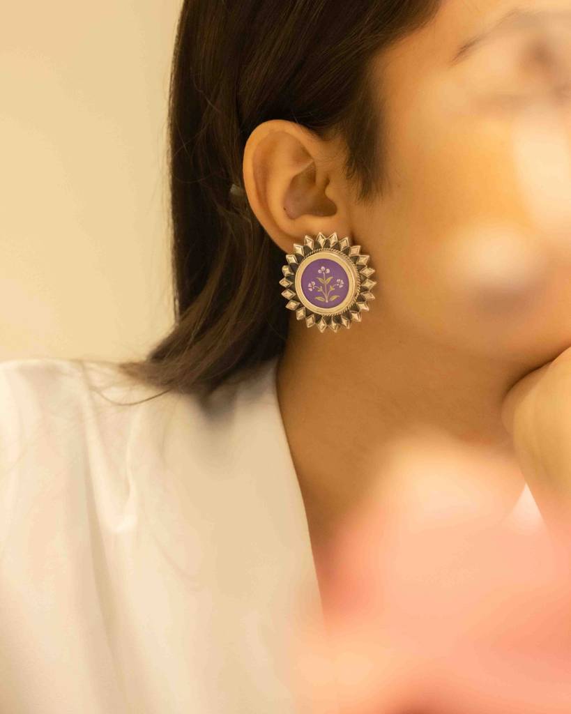 Adya Floral Painted Intricate Stud Earring | Adya Floral Painted Intricate Stud Earring · Eternz