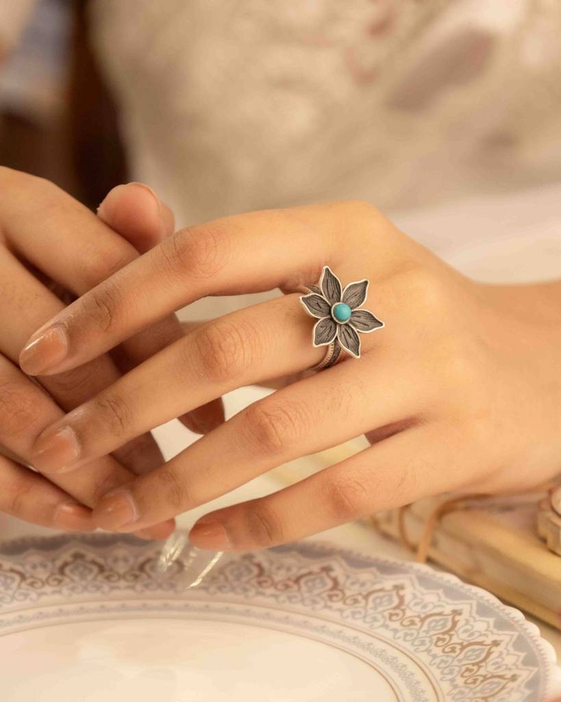 Moh Intricate Turquoise Flower Ring | Moh Intricate Turquoise Flower ...