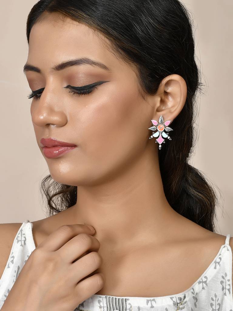 Bagh E Fiza Floral Pattern Subtle Earrings | Bagh E Fiza Floral Pattern ...