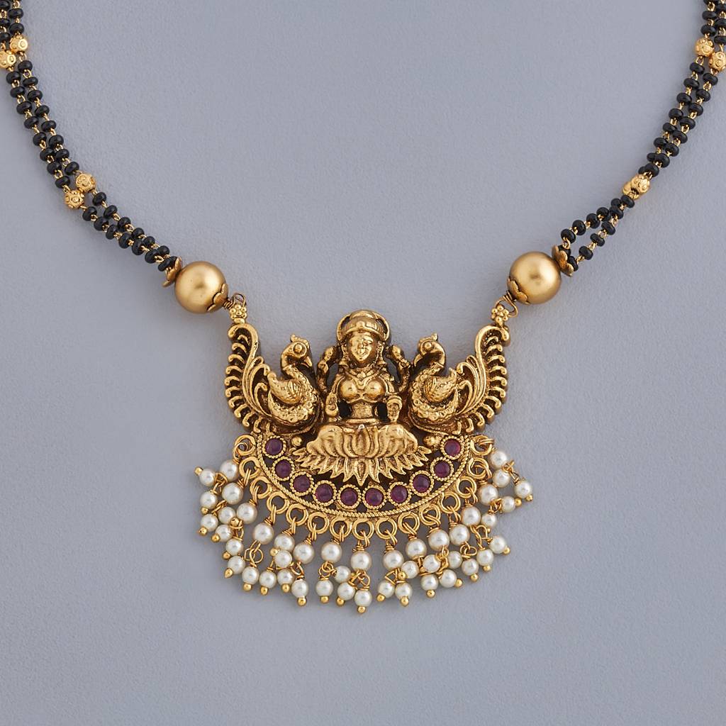 Kushal'S Fashion Jewellery Ruby Gold-Plated Ethnic Antique Mangalsutra-168041 | Kushal'S Fashion ...