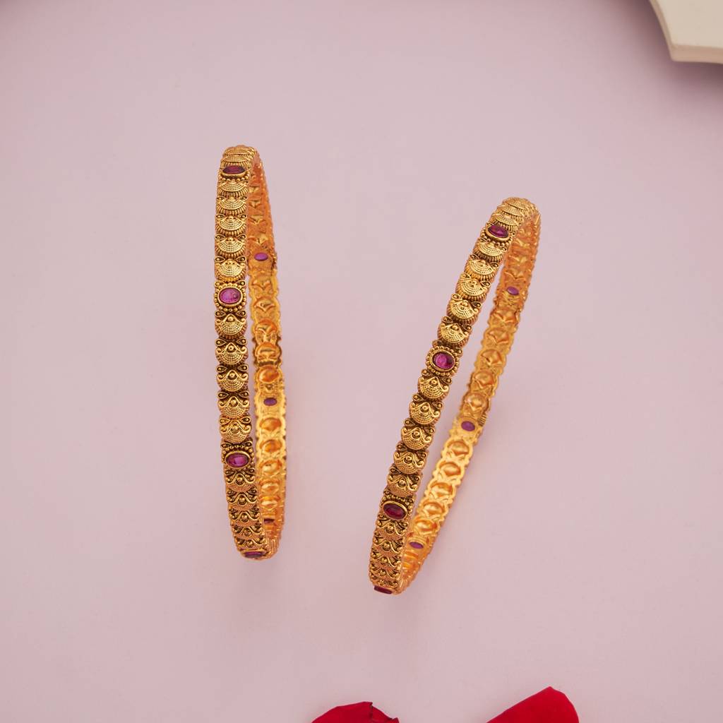 Ruby Gold-Plated Ethnic Antique Bangle-437712 | Ruby Gold-Plated Ethnic Antique Bangle-437712 ...