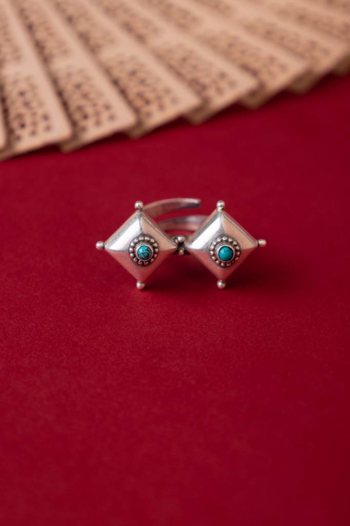Moh Dual Tikdi Embossed Turquoise Matte Ring | Moh Dual Tikdi Embossed Turquoise Matte Ring · Eternz
