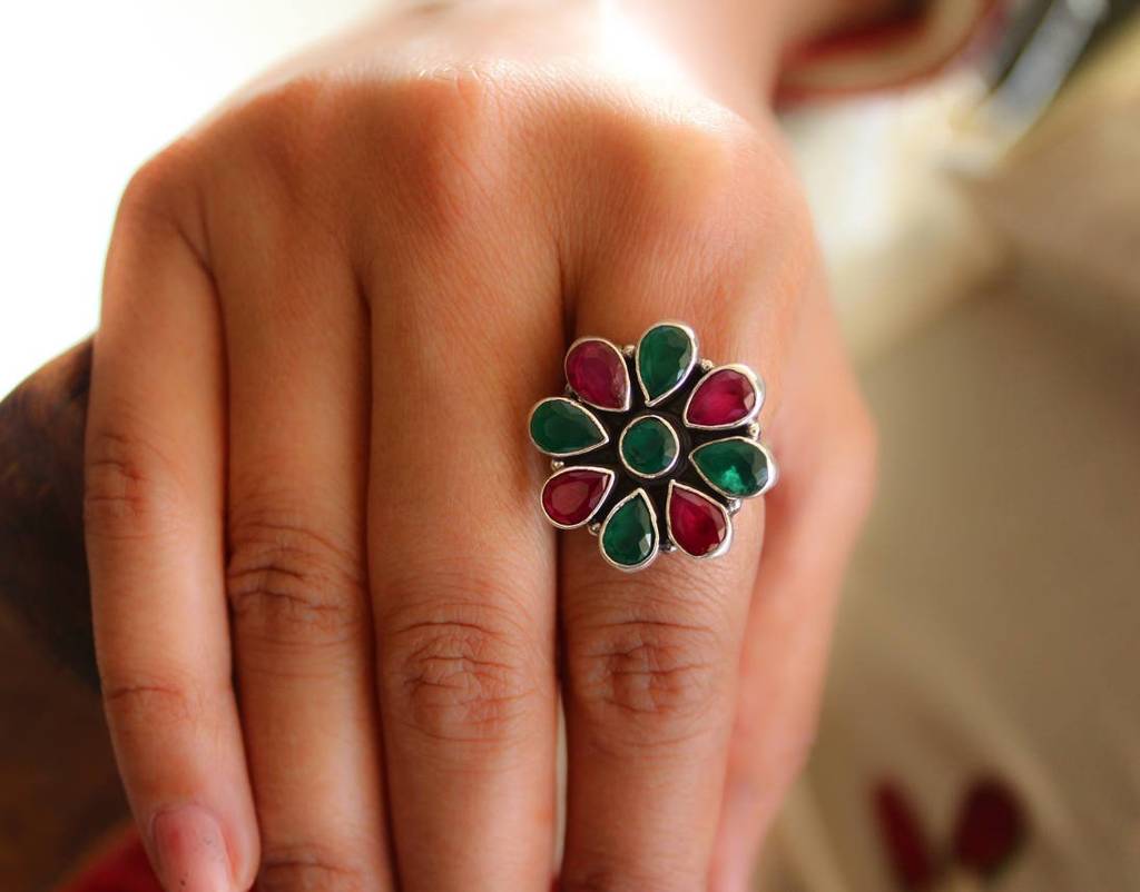 Essence Multicolored Stone Flower Ring | Essence Multicolored Stone ...