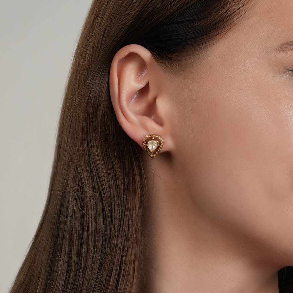 White Minimalist Moissanite Drop Studs | White Minimalist Moissanite Drop Studs · Eternz