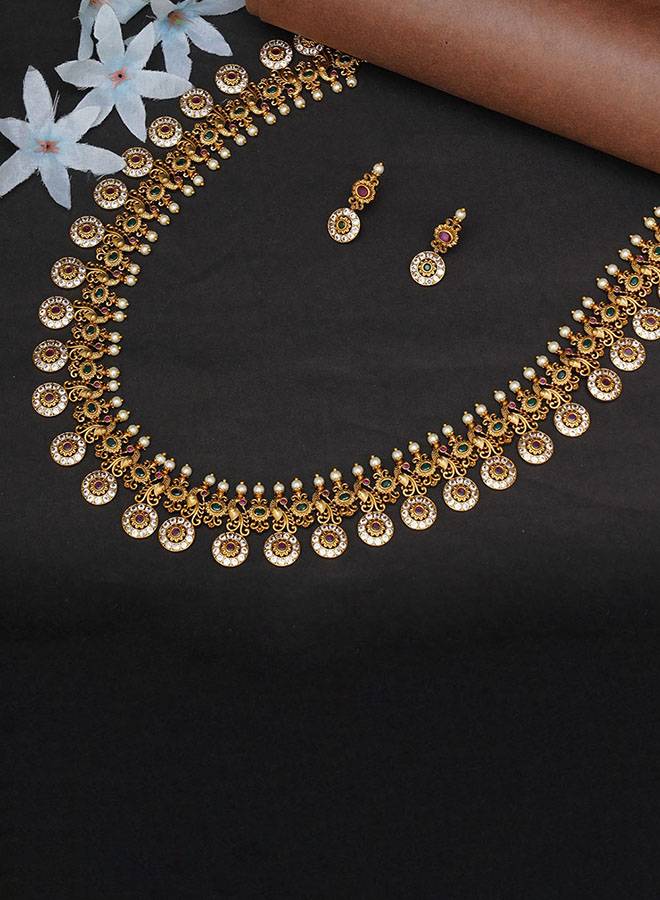 Gold Opulence Heavily Embellished Faux Pearls And Zircons Gold Plated ...