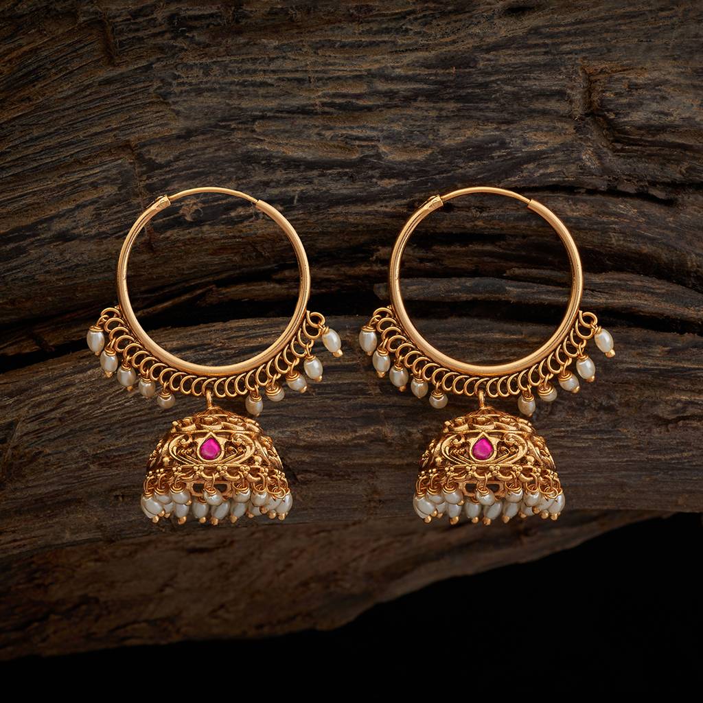 Kushal'S Fashion Jewellery Ruby Gold-Plated Ethnic Antique Earring Jhumkas-172304 | Kushal'S ...