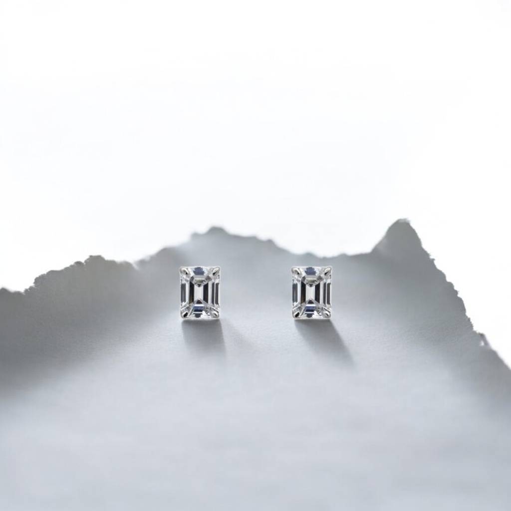 Silver Solitaire Baguette Studs | Silver Solitaire Baguette Studs · Eternz