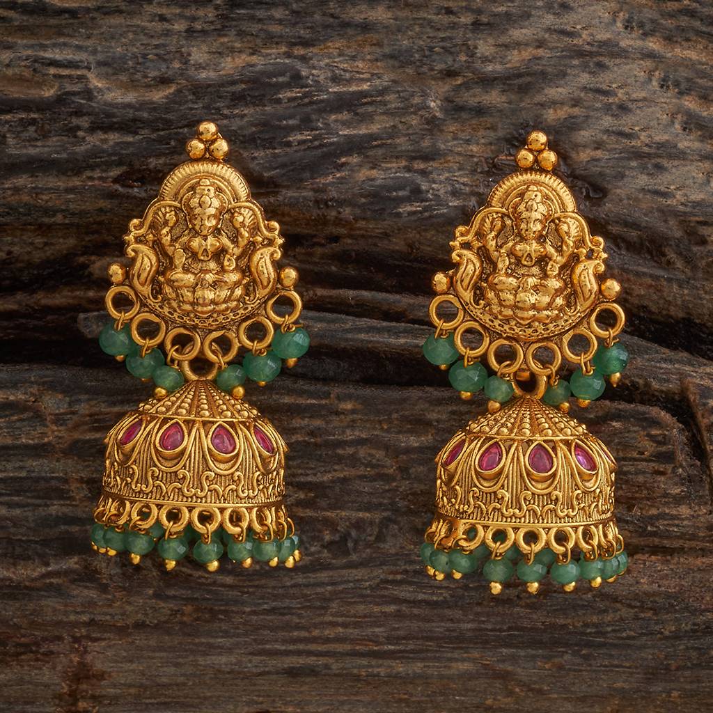 Kushal'S Fashion Jewellery Ruby-Green Gold-Plated Ethnic Antique ...