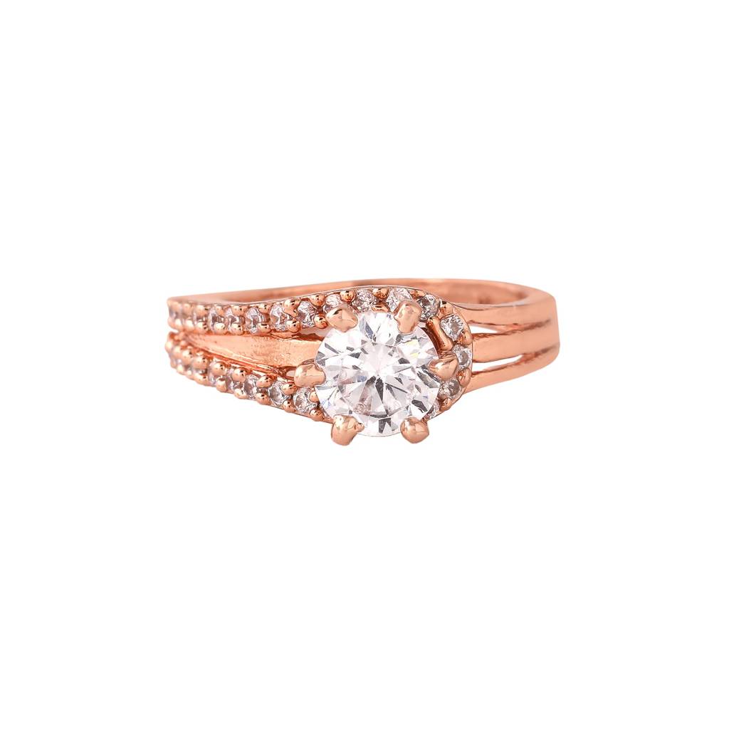 Estele Rose Gold Plated Cz Beautiful Solitaire Finger Ring For Women ...