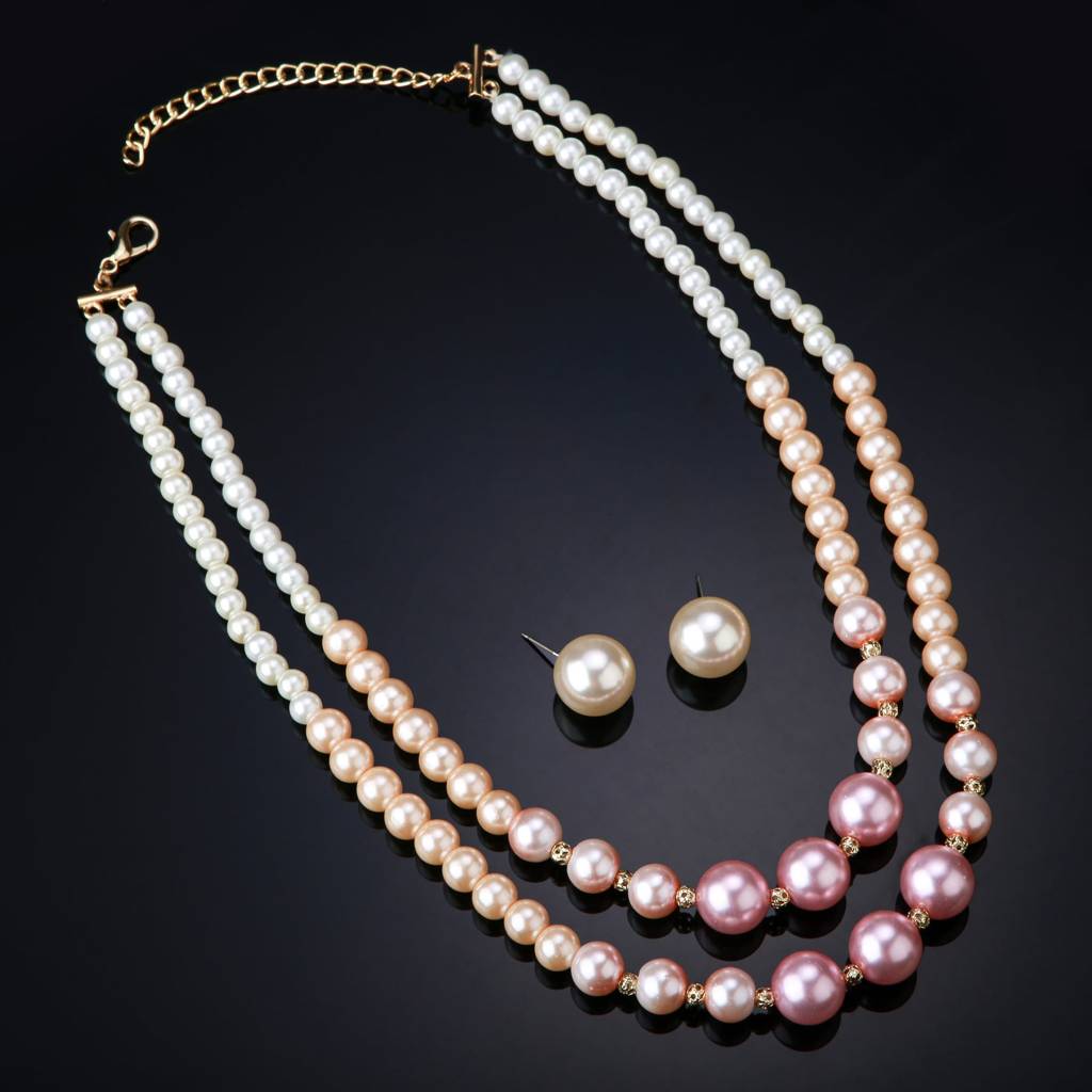 Estele Gold Plated Ravishing Double Line Pearl Necklace Set For Women ...