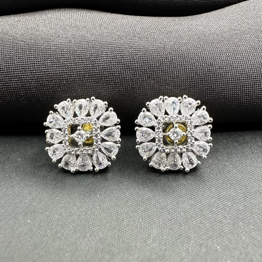 American Diamond Square Shape Stud Earrings | American Diamond Square ...