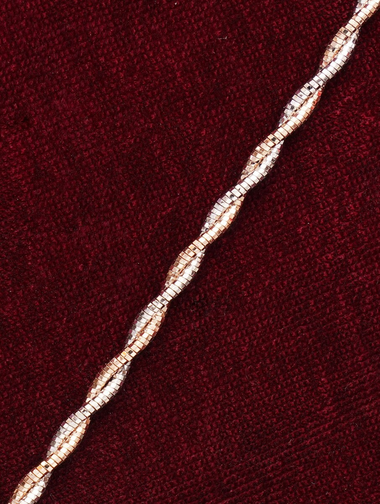 925 Sterling Silver Twisted Dual Toned Chain Anklet | 925 Sterling Silver Twisted Dual Toned ...
