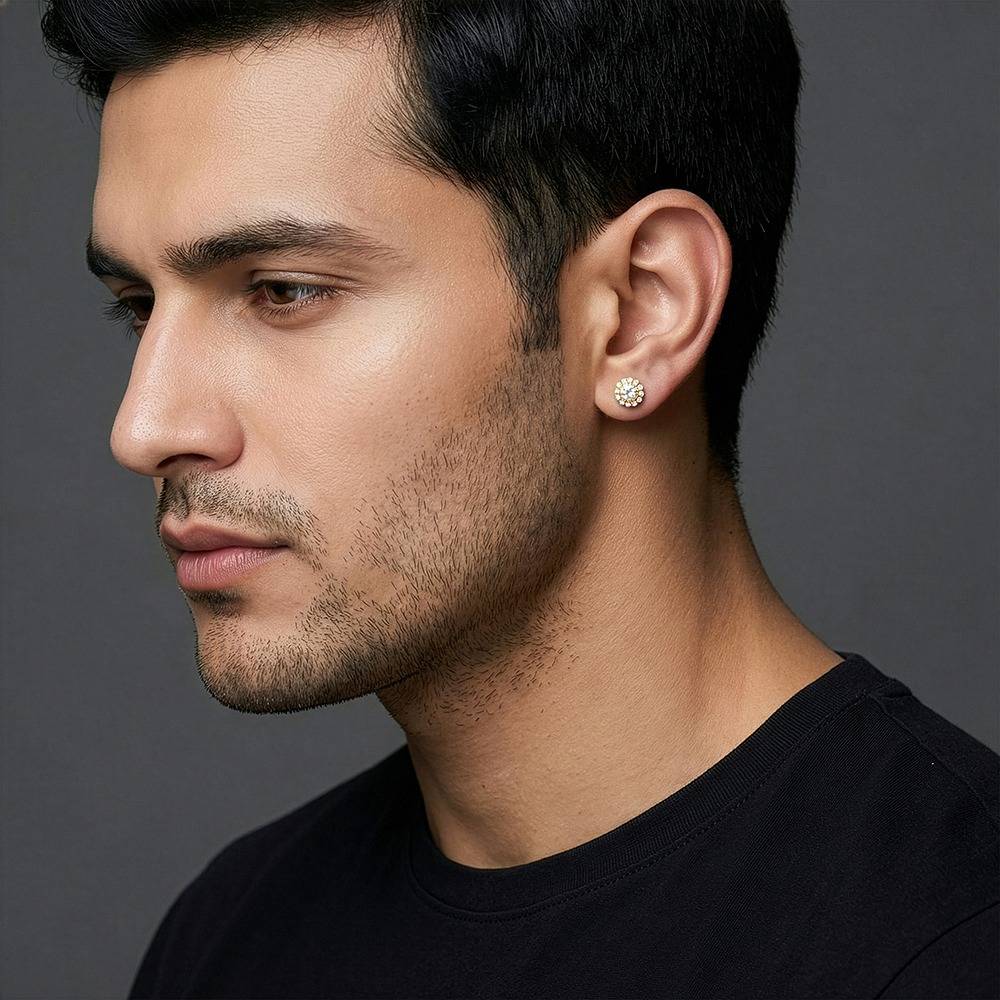 925 Silver Golden Eclat Stud For Him|Studs To Gift Men & Boys|With ...