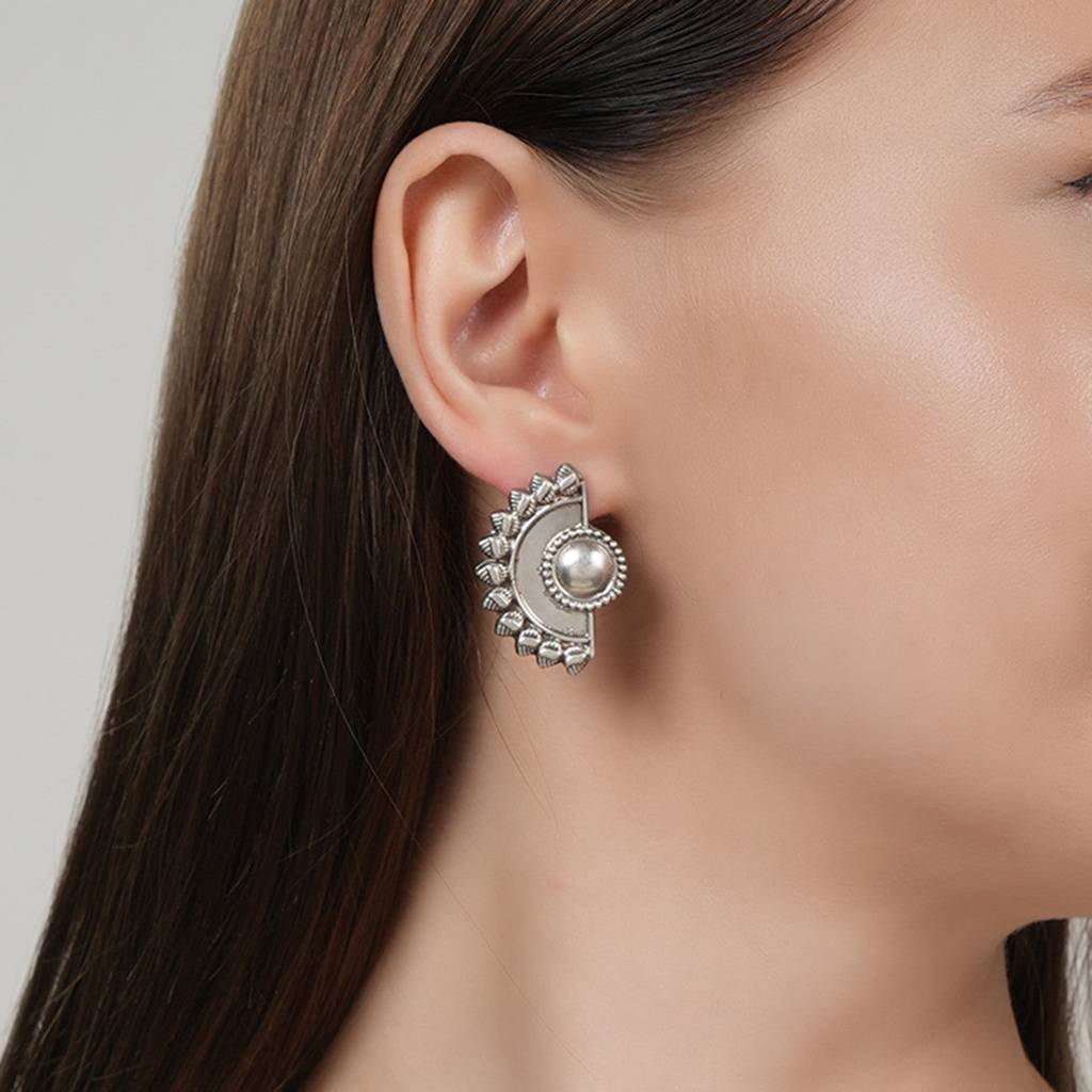 Quirky Silver Arc Studs | Buy Online Silver Crescent Moon Pendant ...