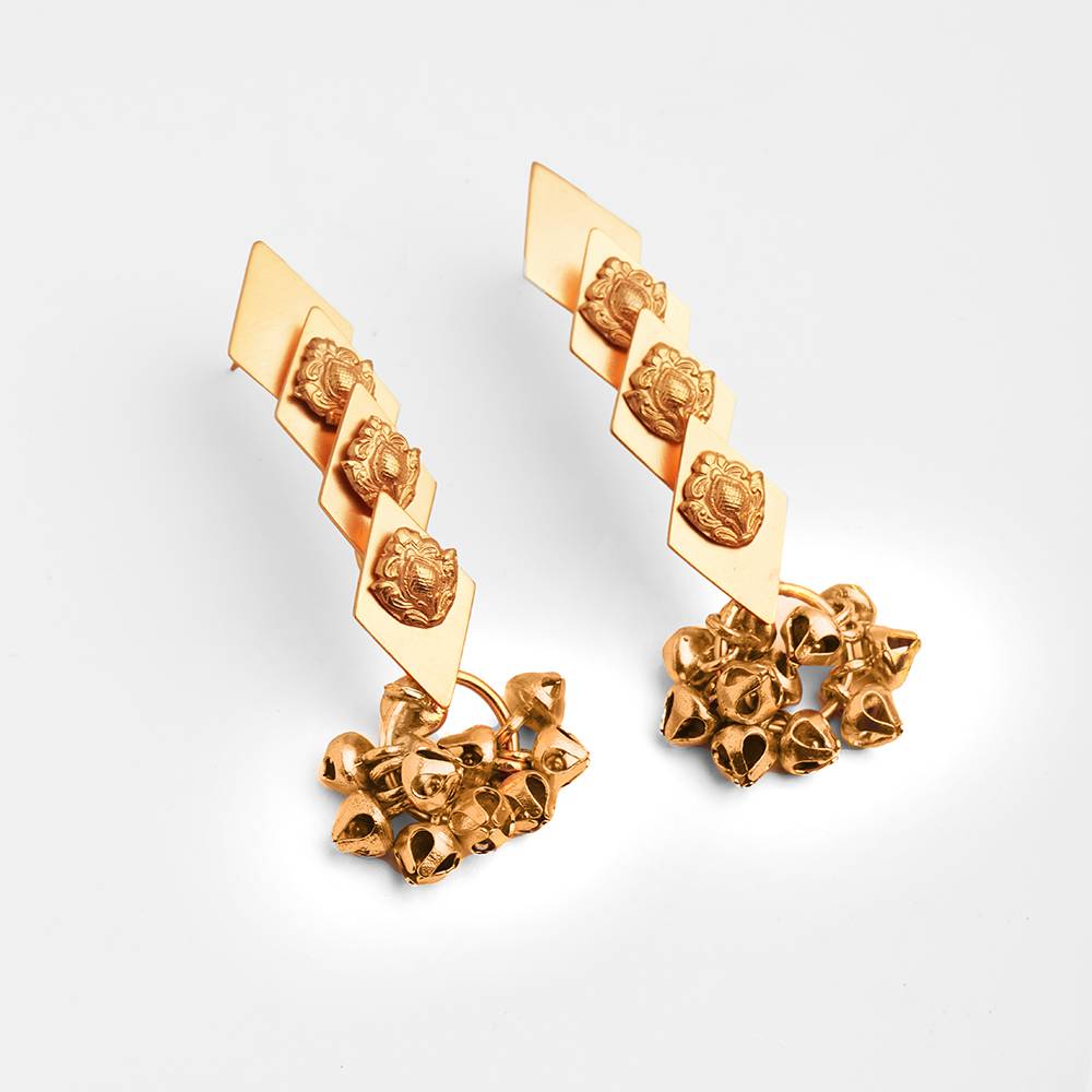 Gold Plated Kite Shape And Ghungroo Earring | Gold Plated Kite Shape ...