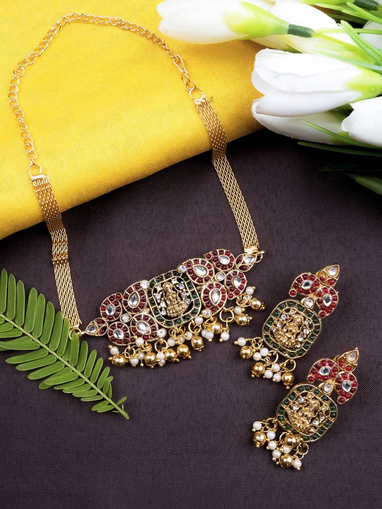 Traditional Kemp Stone Temple Necklace Set | Traditional Kemp Stone ...